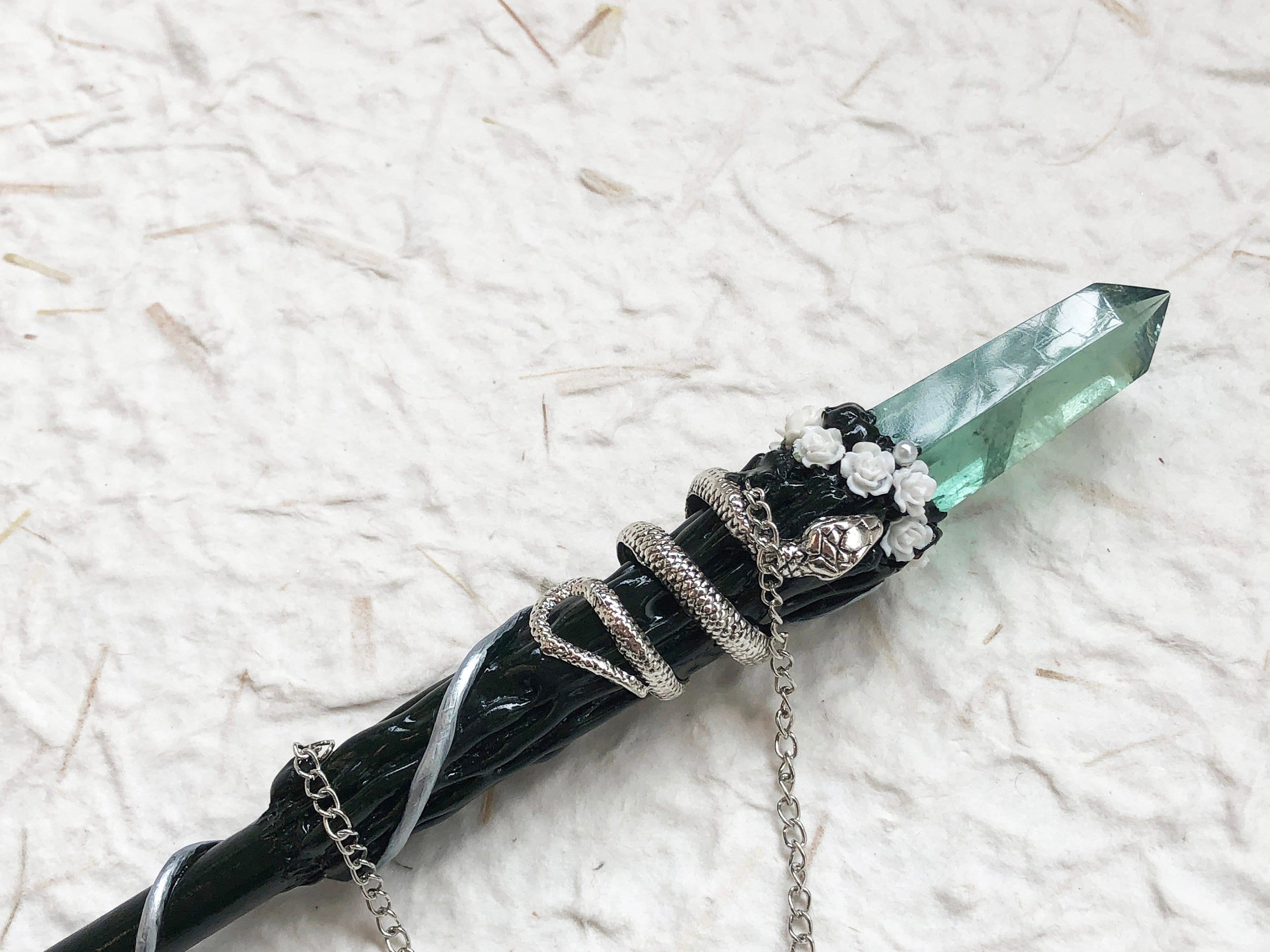 Crystal Wand Green Witch Wand Gemstone Magic Wand Cosplay - Etsy