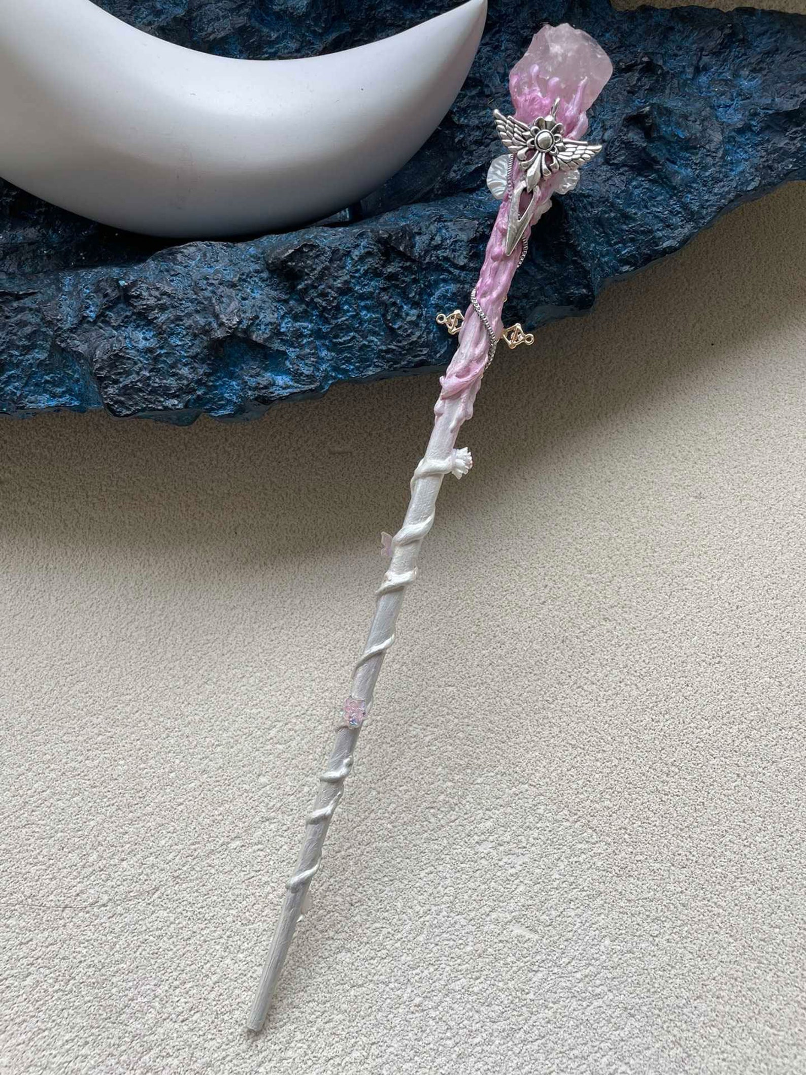 Pink Witch Wand Crystal Wand Cross Magic Wand Cosplay Prop - Etsy