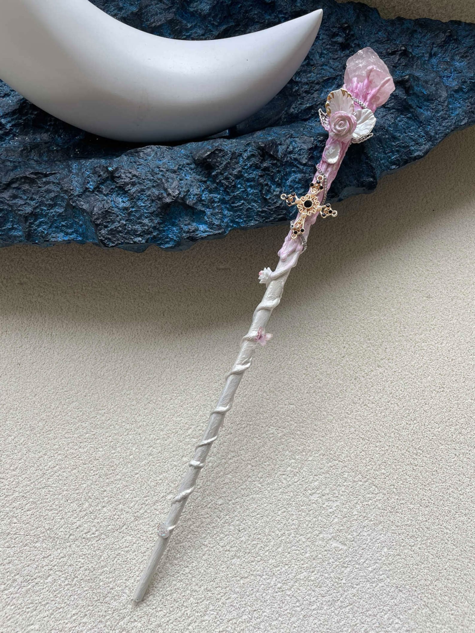 Pink Witch Wand Crystal Wand Cross Magic Wand Cosplay Prop - Etsy