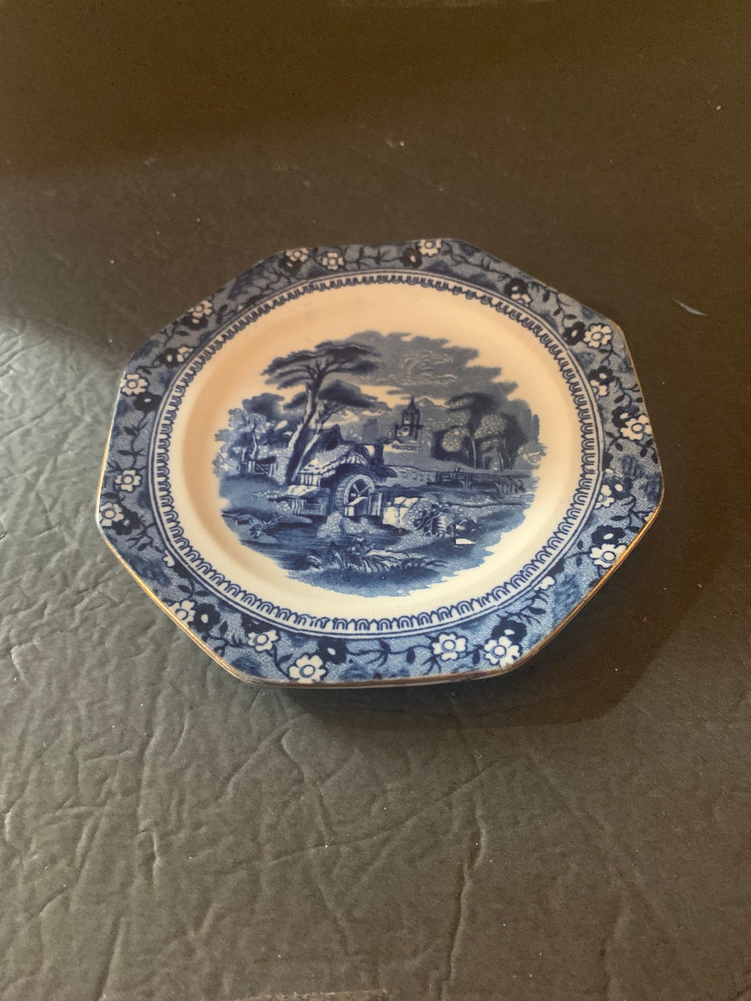 6 Inch Blue Octogon Transferware Plate - Etsy