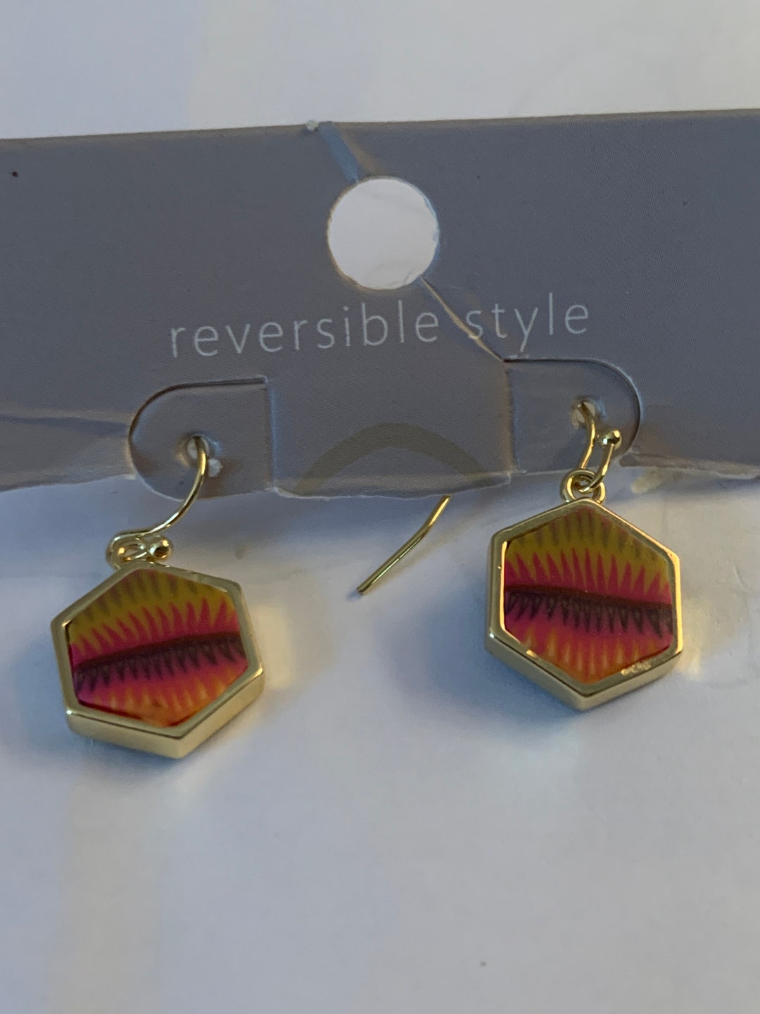 Reversable Two Sided Hexagon Gold Earrings - Etsy