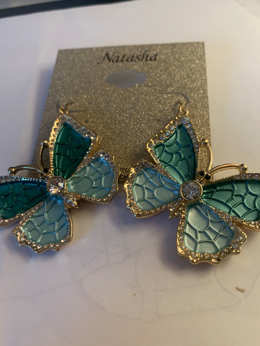Blue and Gold Butterfly Earrings by Natasha - Etsy