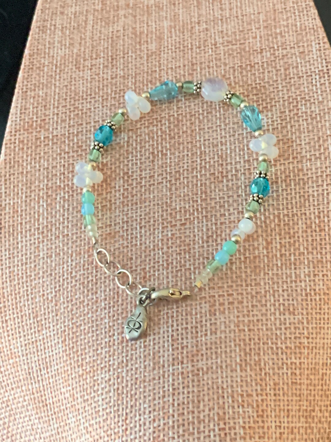 Austin Design Silver Tone Aqua Tone Beaded Bracelet - Etsy