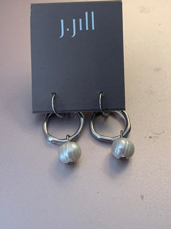 Pearl Hoop Earrings by J Jill Etsy