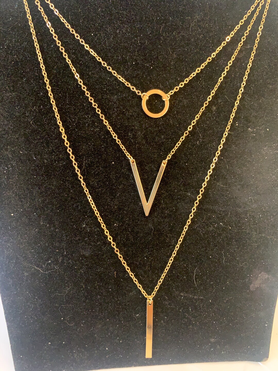 Layered Deep V Gold Pendant Necklace - Etsy