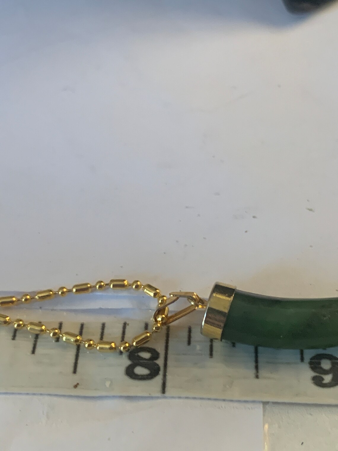 18K GP Chain With Green Jade Tusk Pendant Necklace - Etsy