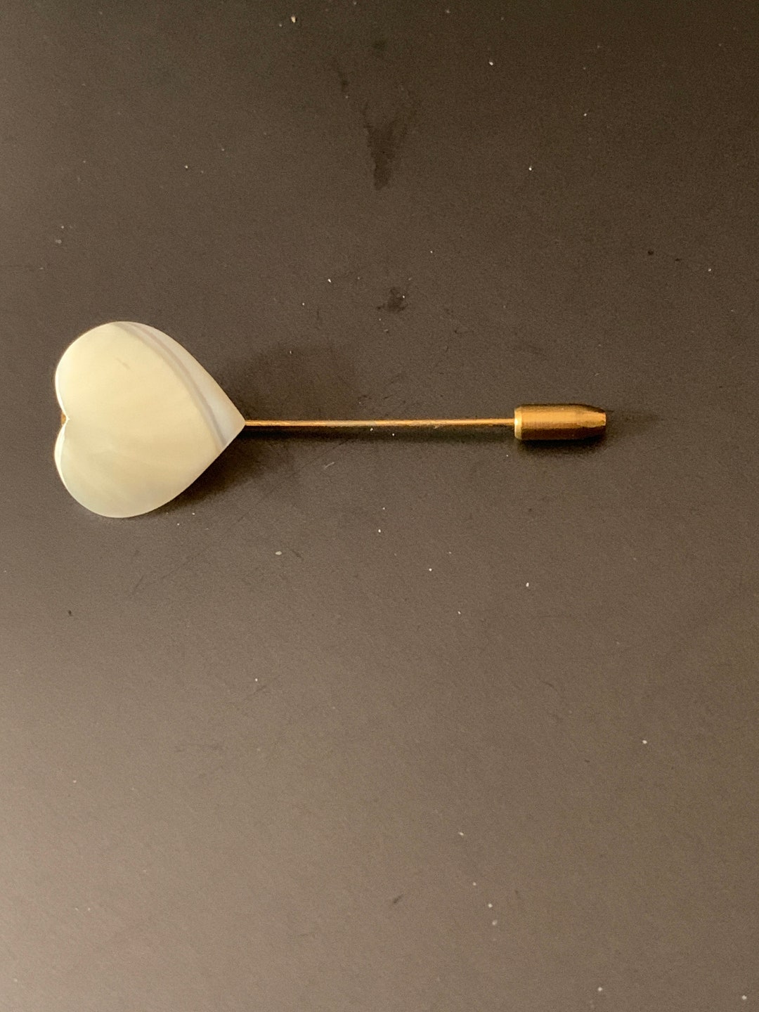 Miriam Haskell Mother of Pearl Heart Hat Pin - Etsy