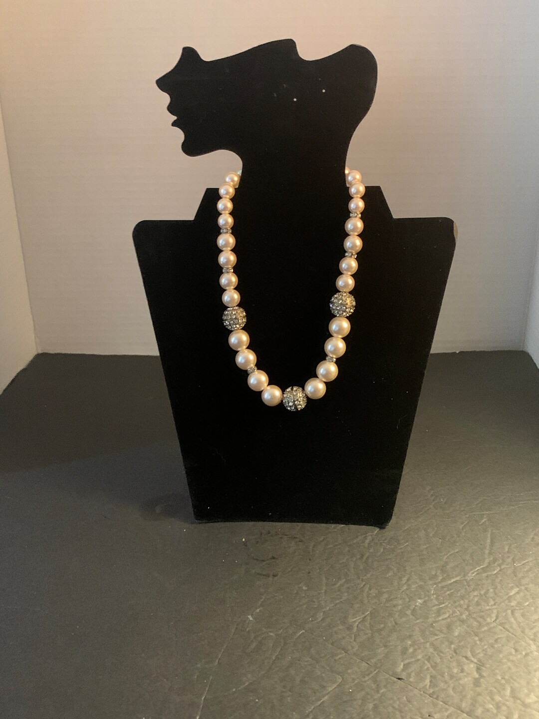 14 Inch Pearl Rhinestone Necklace - Etsy