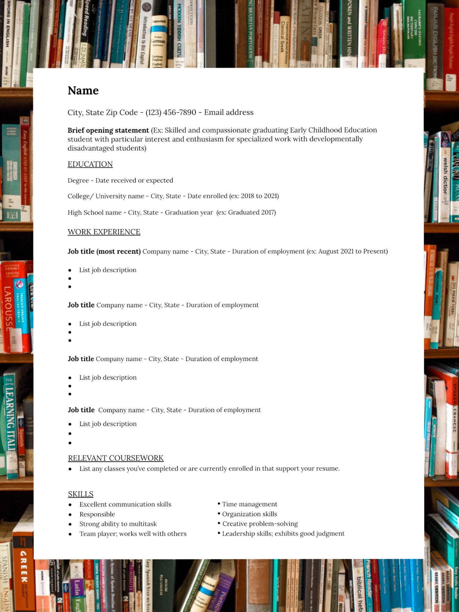 Resume Template - Etsy