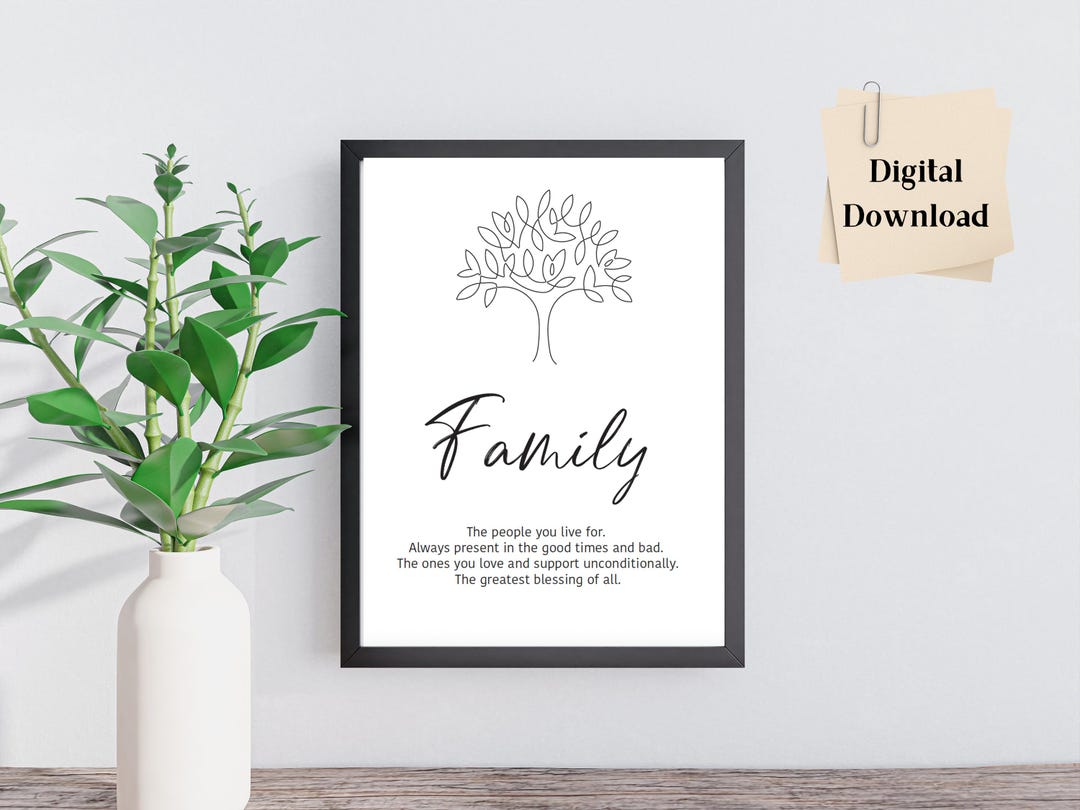 Family Tree Line Art Print: Minimalist Definition Poster (digital ...