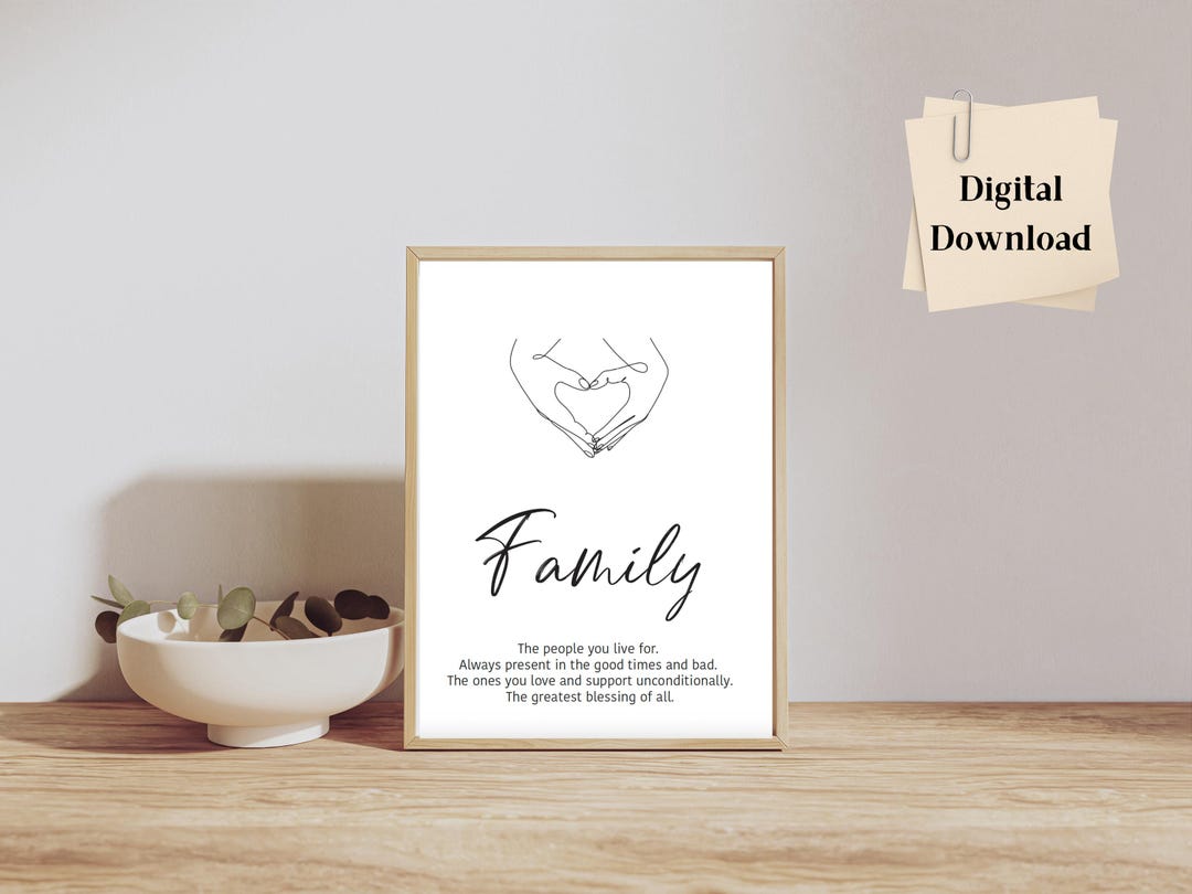 Family Heart Hands Printable Artwork | Line Art | Family Member Gift ...