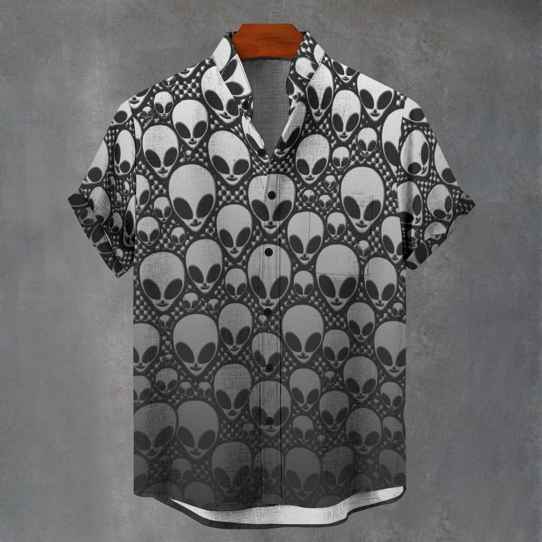 Mens Alien Button Down Party Shirt, Cotton Blend - Etsy
