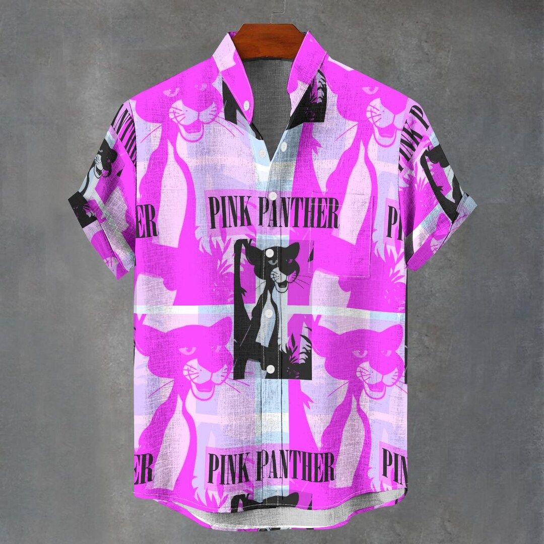 Pink Panther Animal Print Button-down Shirt - Abstract Rave Wear Hot ...