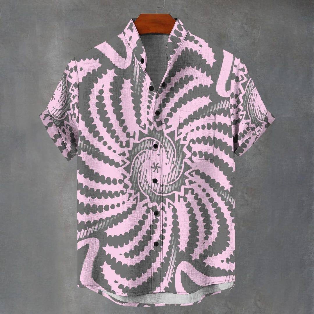 Floral Digital Spiral Mandela Button Down Shirt for Men - Party Favours ...