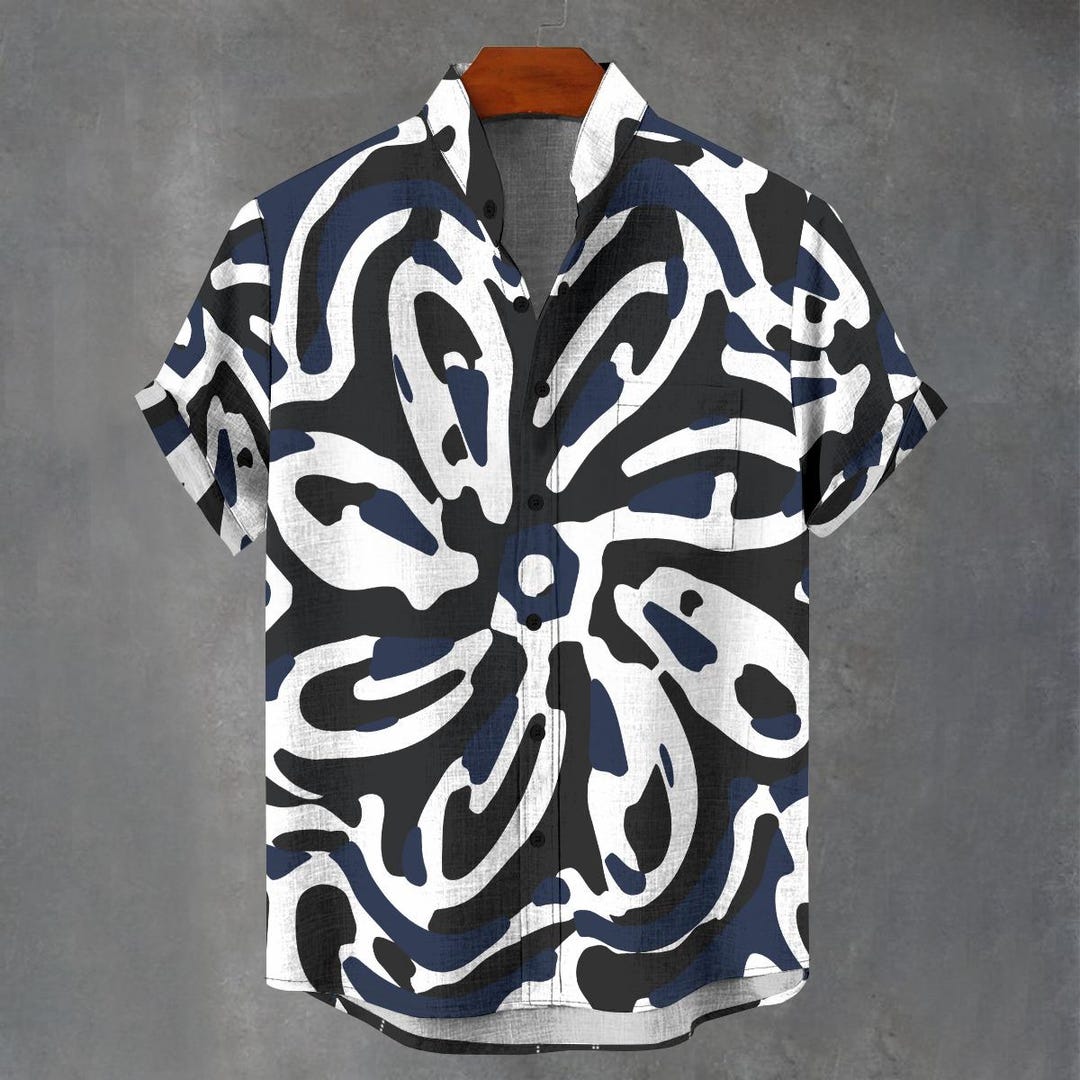Distorted Spiral - Artistic Digital Button Down Shirt Abstract Mandela ...