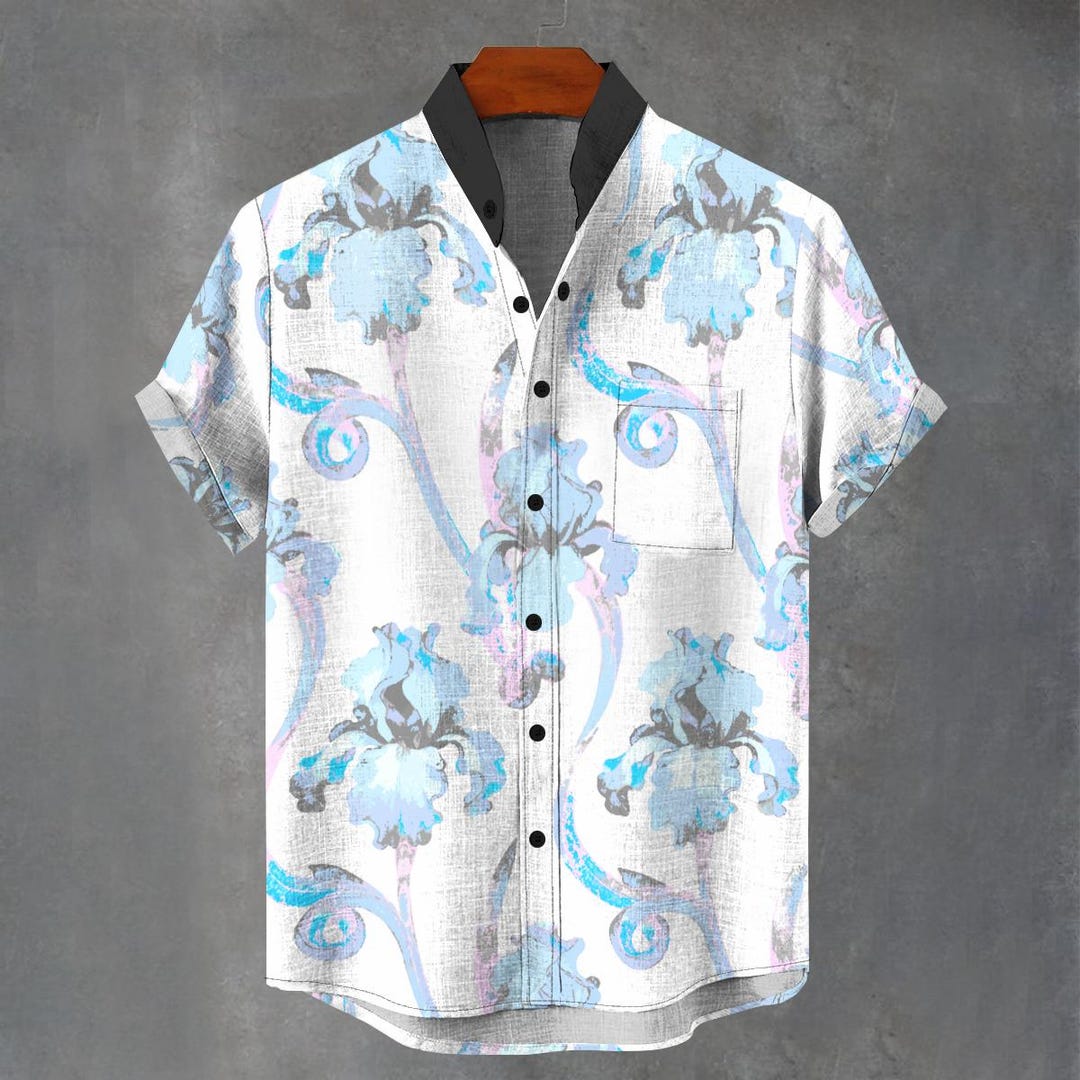 Vintage Style 3 - Floral Print Digital Button Down Shirt Abstract ...