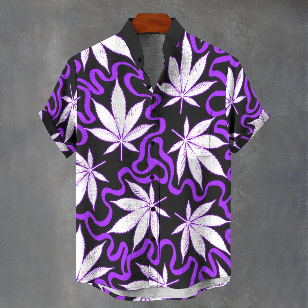 Abstract Weed Leaf Button-up Shirt, Grunge Pattern - Etsy