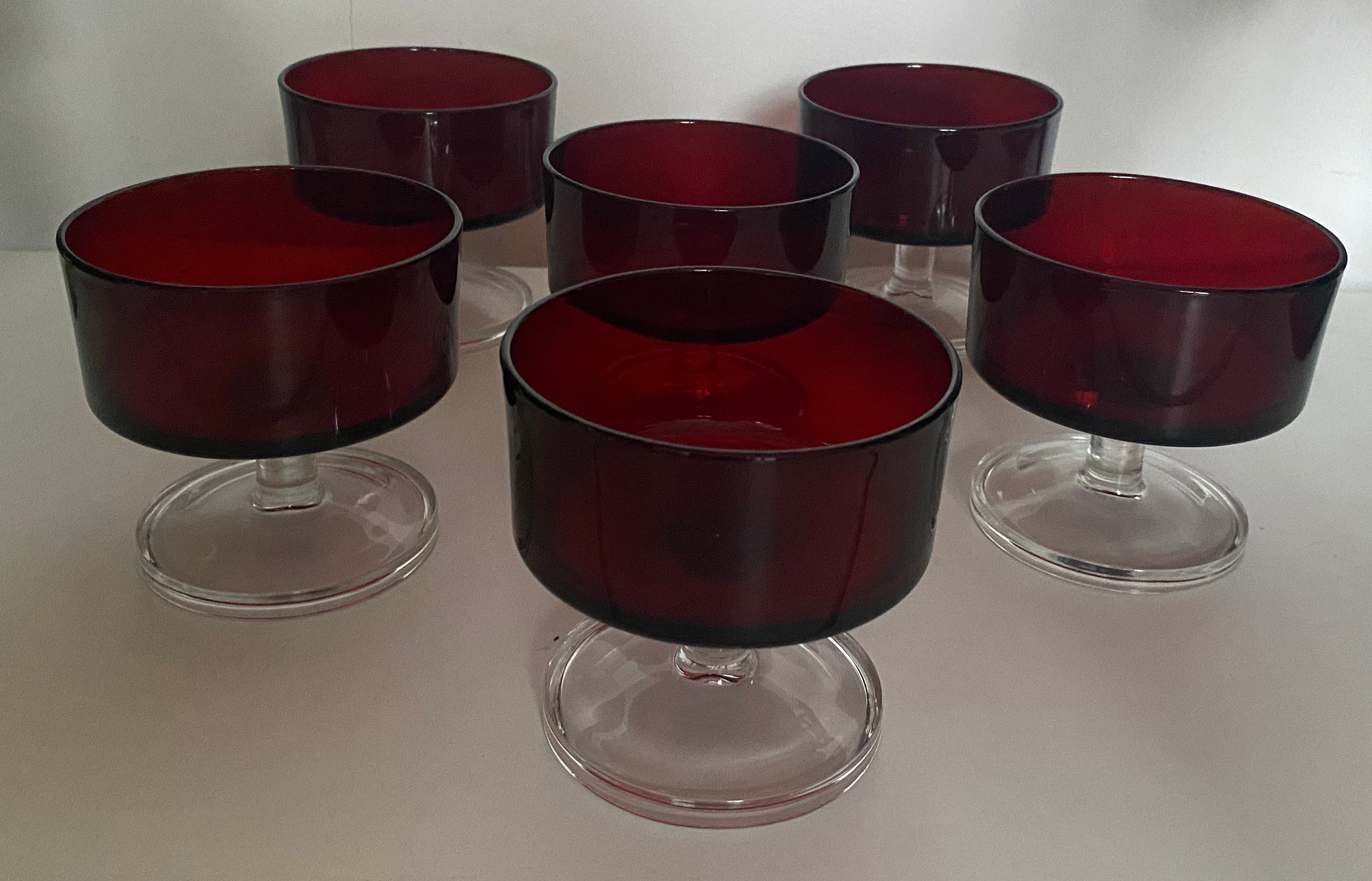 Vintage Set of Six Deep Red Glass Serving Dishes - Etsy