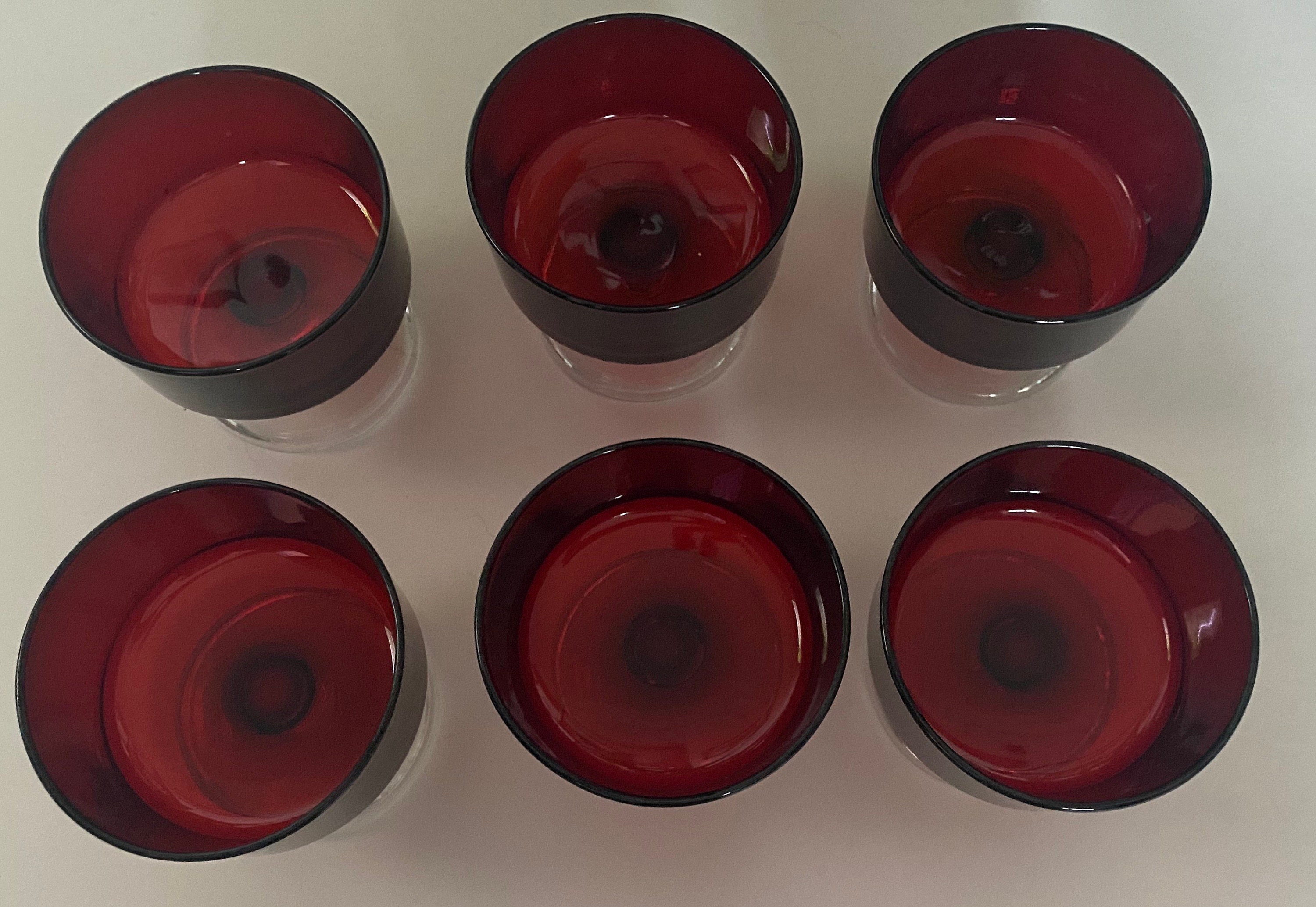 Vintage Set of Six Deep Red Glass Serving Dishes - Etsy