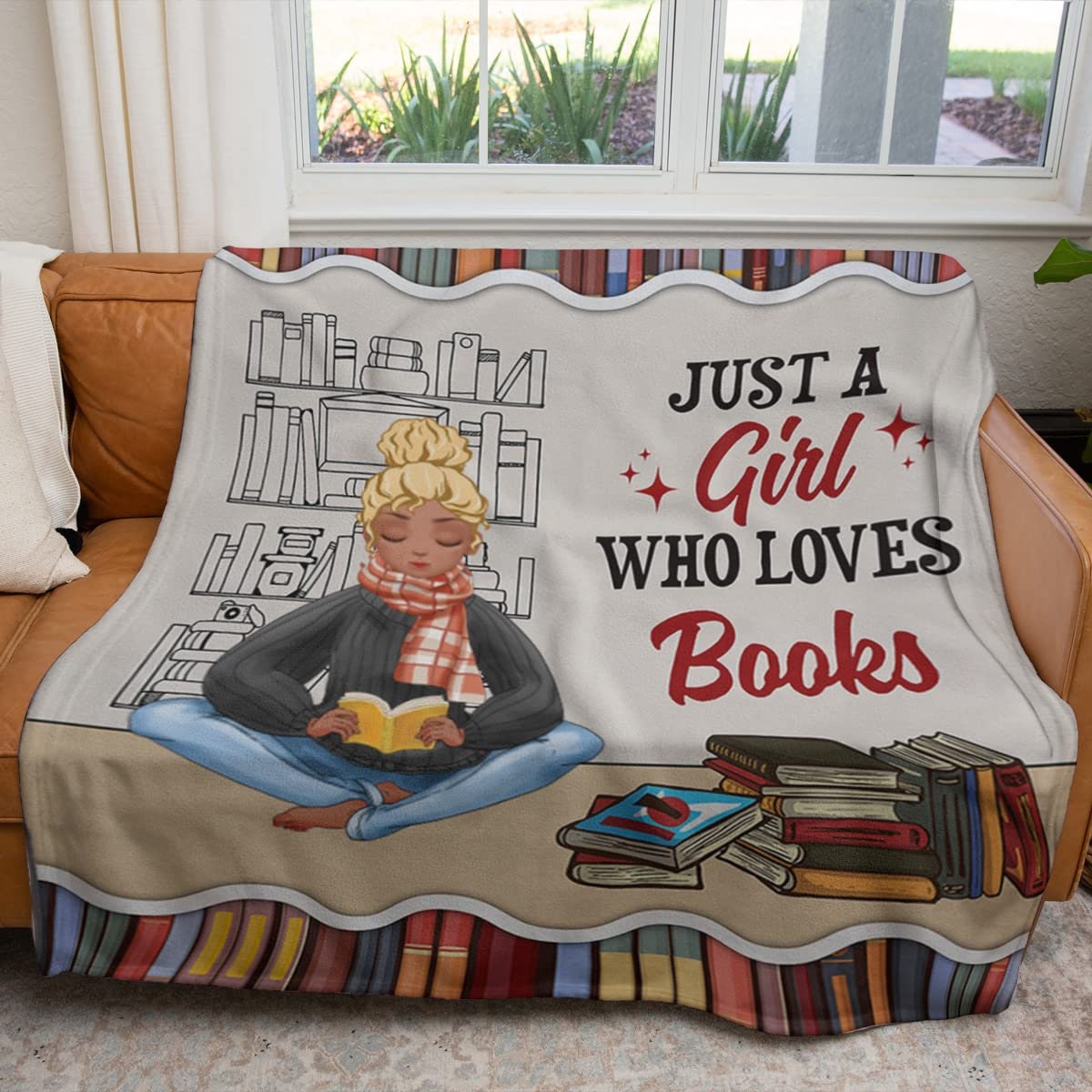 Just A Girl Who Loves Books Custom Blanket, Personalized Blanket Gifts ...