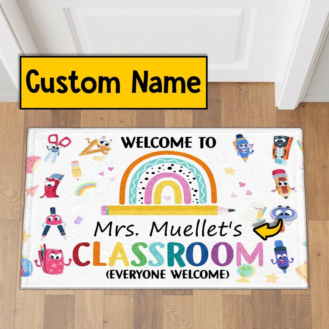 Personalized Teacher's Name Classroom Welcome Mat, Teacher Rug for ...