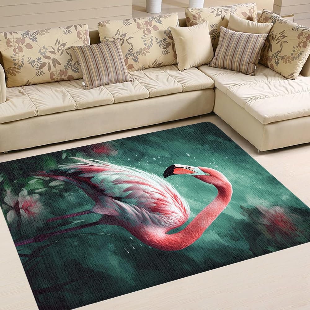 Flamingo Themed Floor Bathroom Rug, 3D Pink Flamingo Rug, Cute Flamingo ...