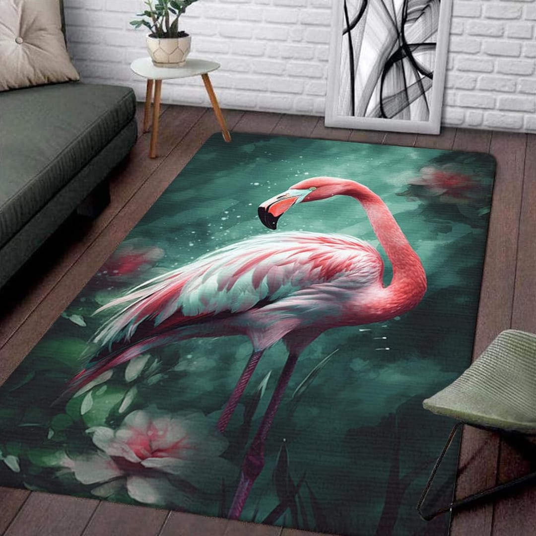 Flamingo Themed Floor Bathroom Rug, 3D Pink Flamingo Rug, Cute Flamingo ...
