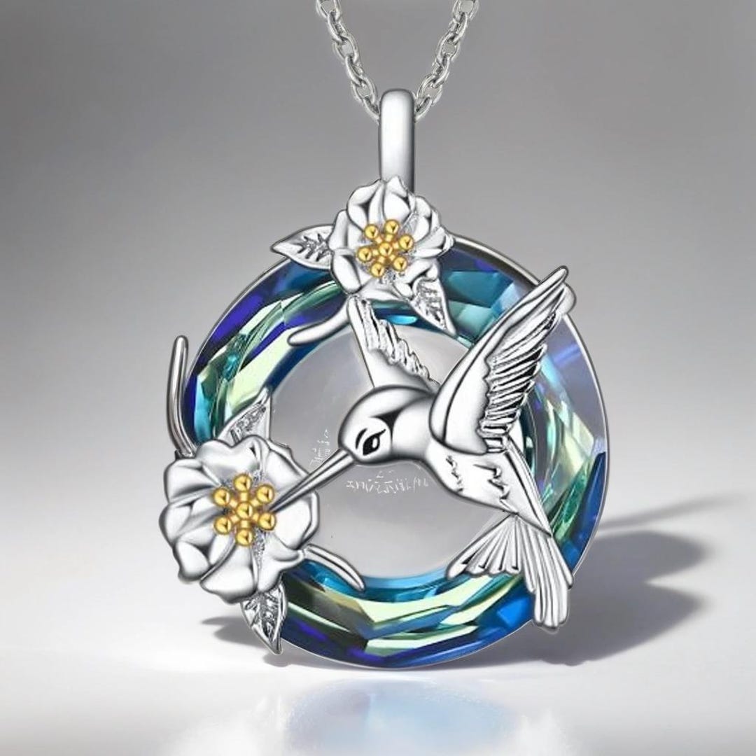 Hummingbird Necklace With Blue Crystal Gifts for Women - Etsy