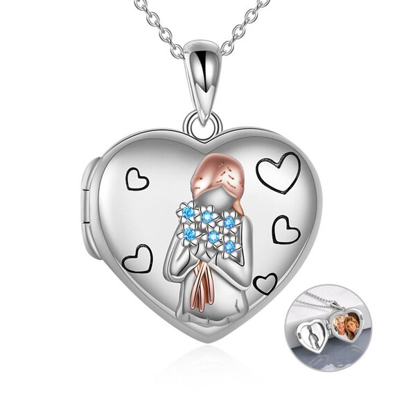 Forget-me-not Heart Locket That Holds Pictures Memory Locket - Etsy