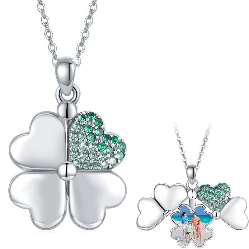 Four Leaf Clover Locket That Holds Pictures Irish Pendant Necklace - Etsy