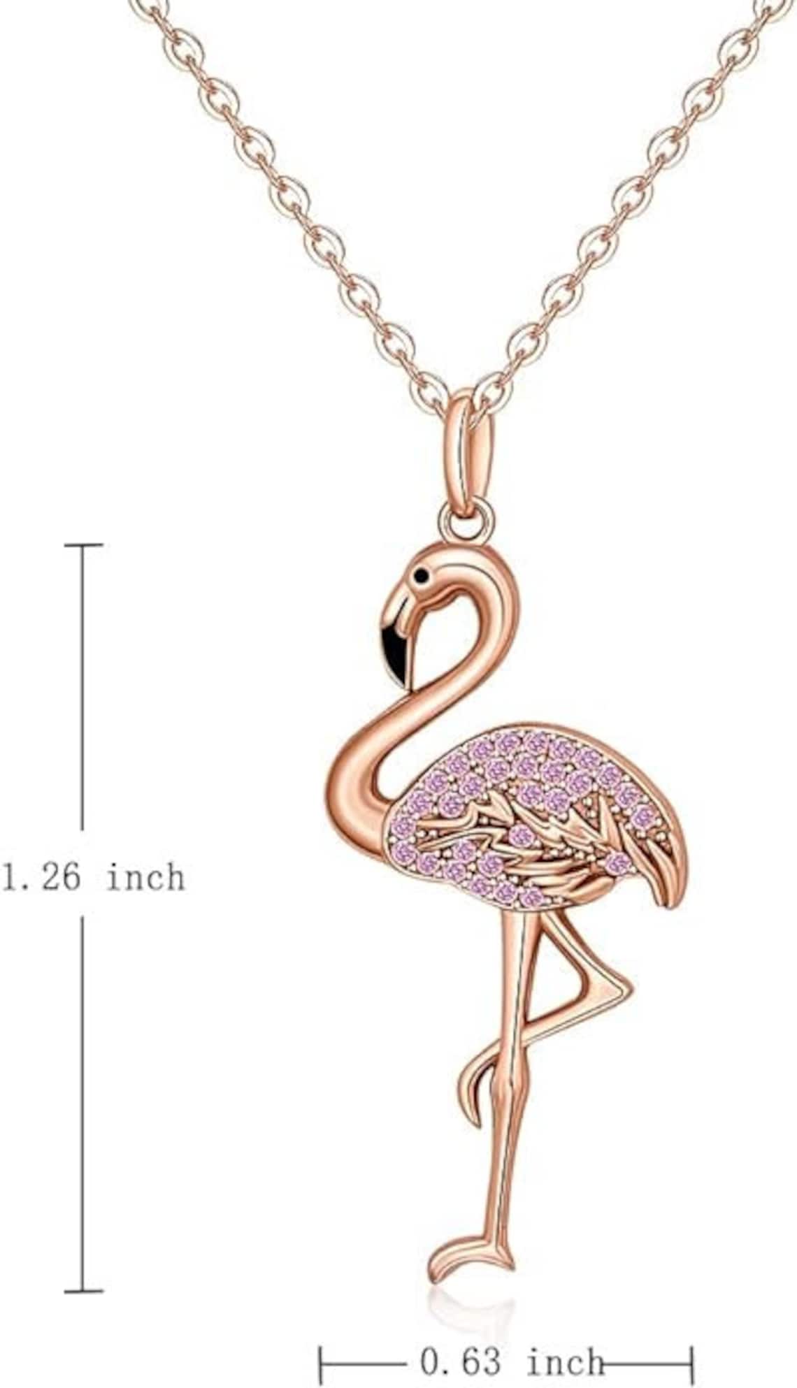 Flamingo Necklace for Women 925 Sterling Silver Cute Animal Jewelry ...