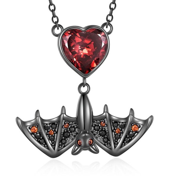 Bat Heart Necklace - Etsy