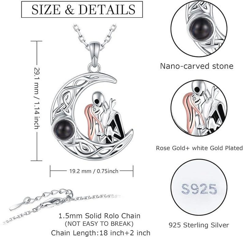 Sterling Silver Jack and Sally Necklace, Nightmare Before Christmas ...