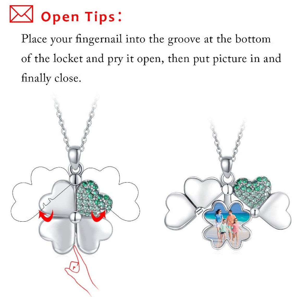 Four Leaf Clover Locket That Holds Pictures Irish Pendant Necklace - Etsy