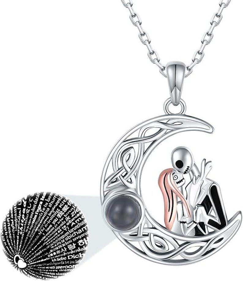 Sterling Silver Jack and Sally Necklace, Nightmare Before Christmas ...