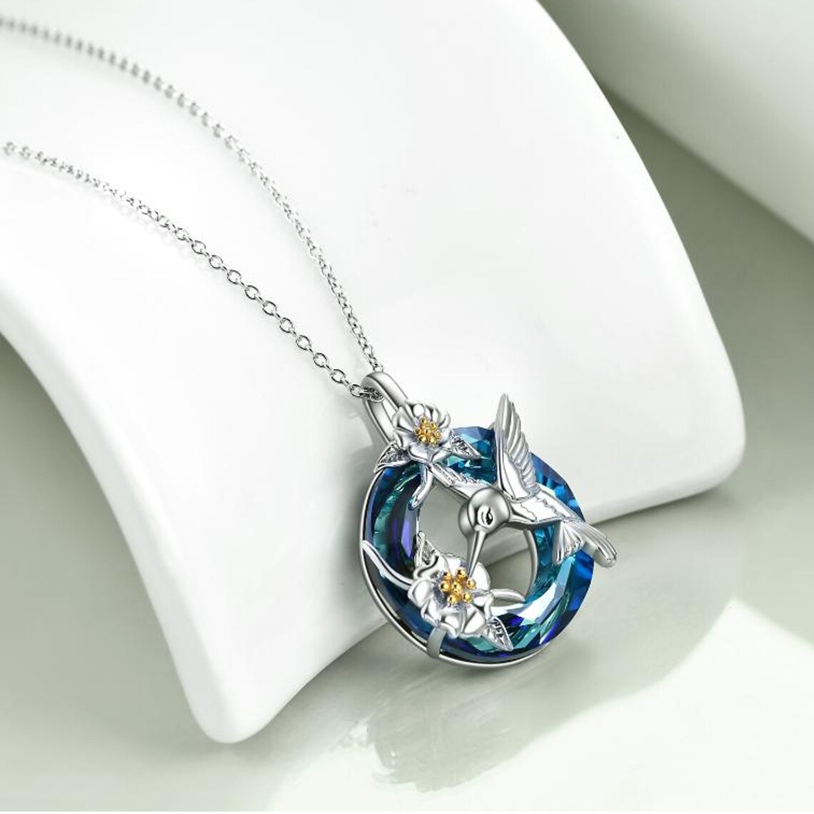 Hummingbird Necklace With Blue Crystal Gifts for Women - Etsy