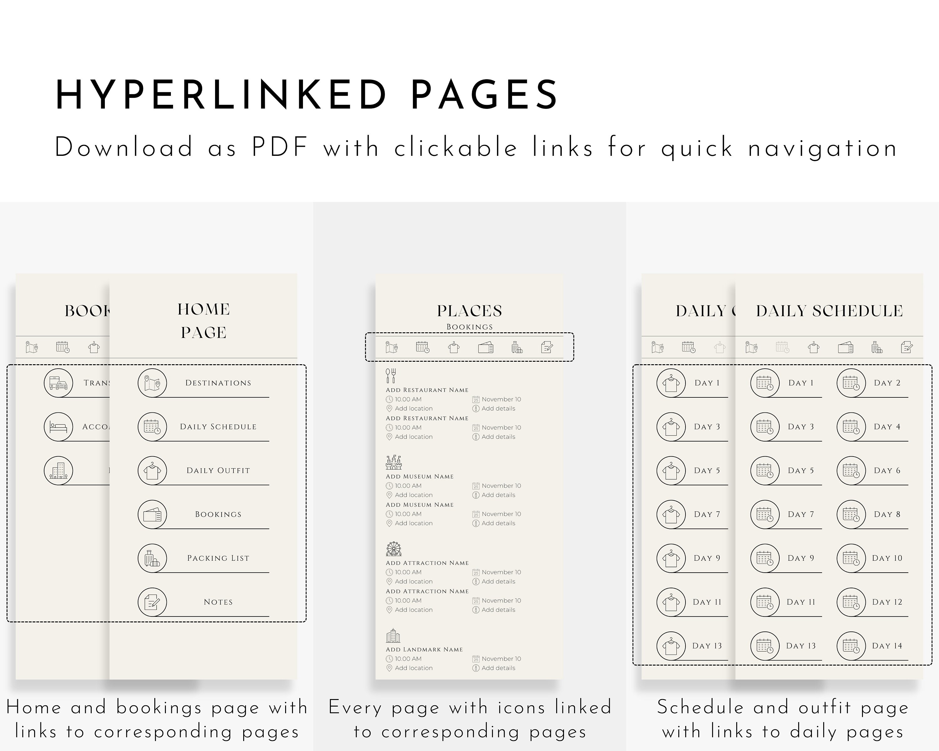 Digital Travel Itinerary Template, Vacation Planner Template ...
