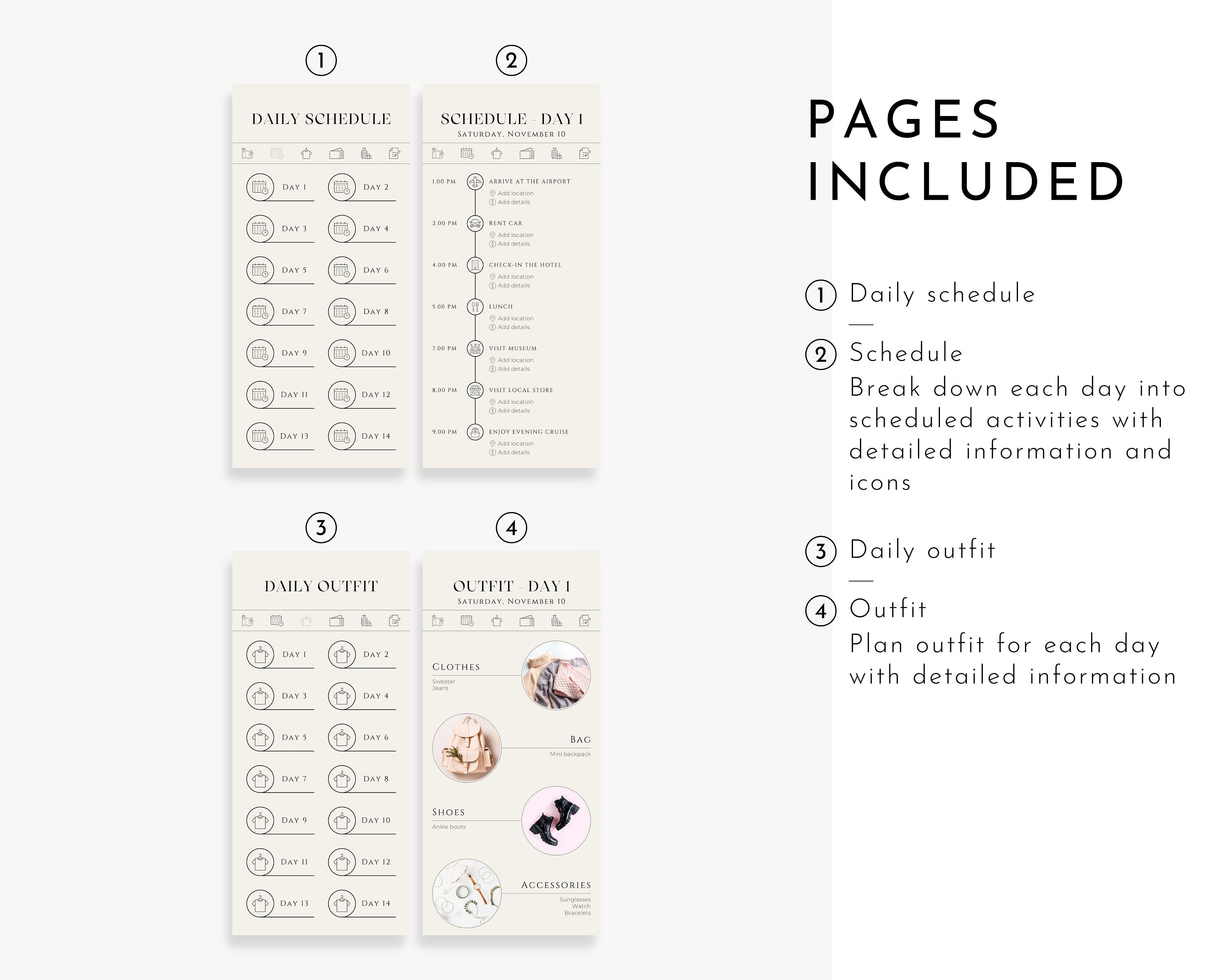 Digital Travel Itinerary Template, Vacation Planner Template ...