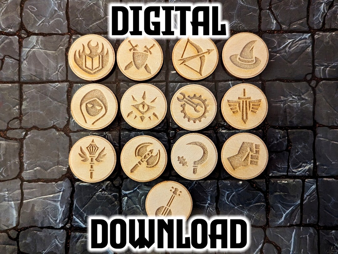 Dnd Class / Character Tokens - Set of 13 - SVG Lightburn - Digital ...