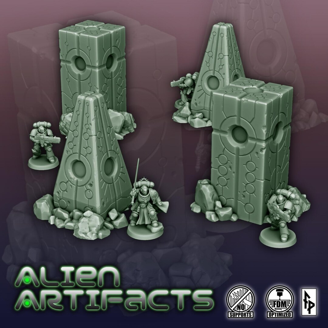 Alien Artifacts Obelisks Grimdark Scatter Terrain for Sci Fi Tabletop ...
