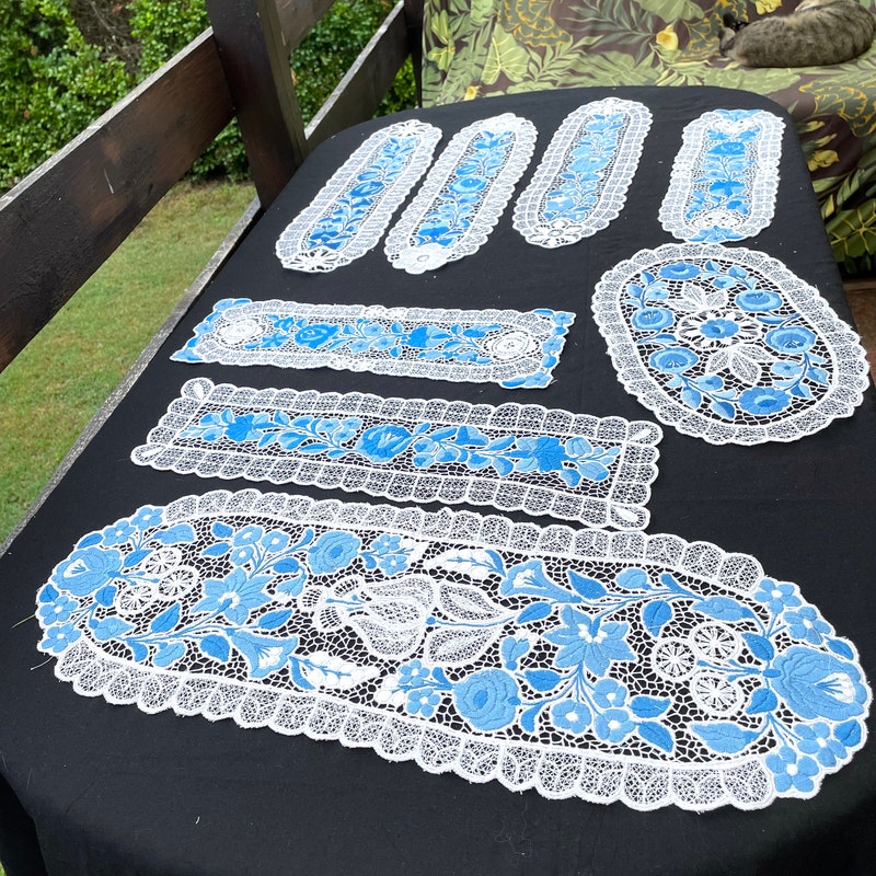 Blue Lace Table Runner - Etsy