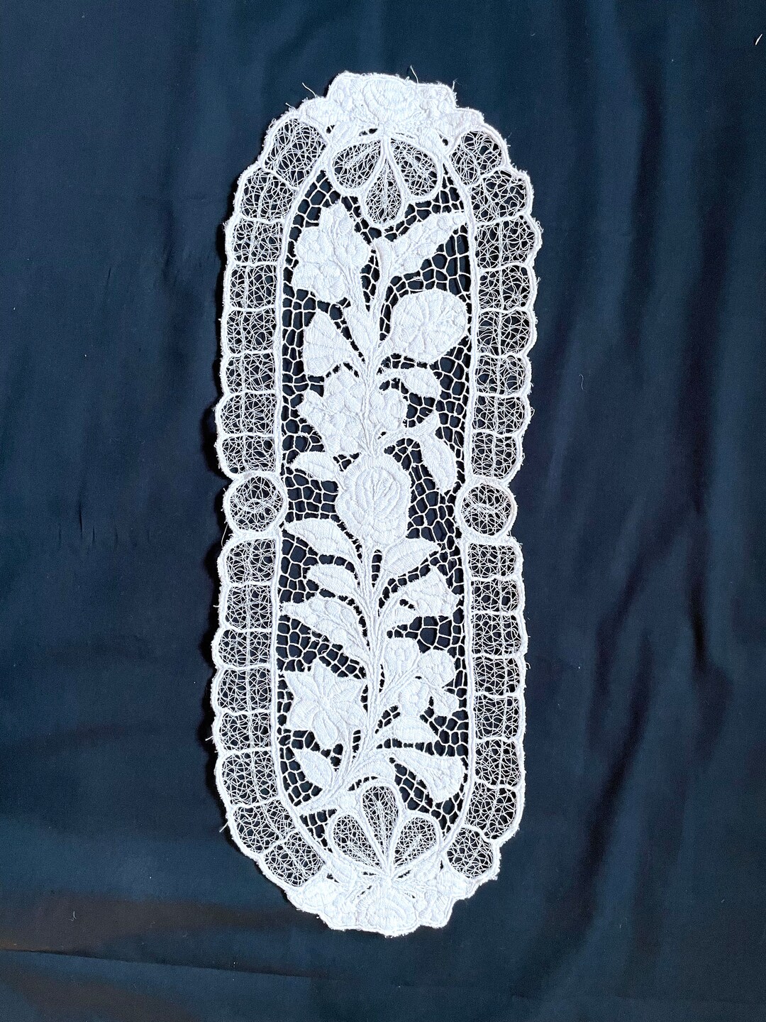 White Hungarian Table Runner. Hand Embroidered Floral Table Top ...