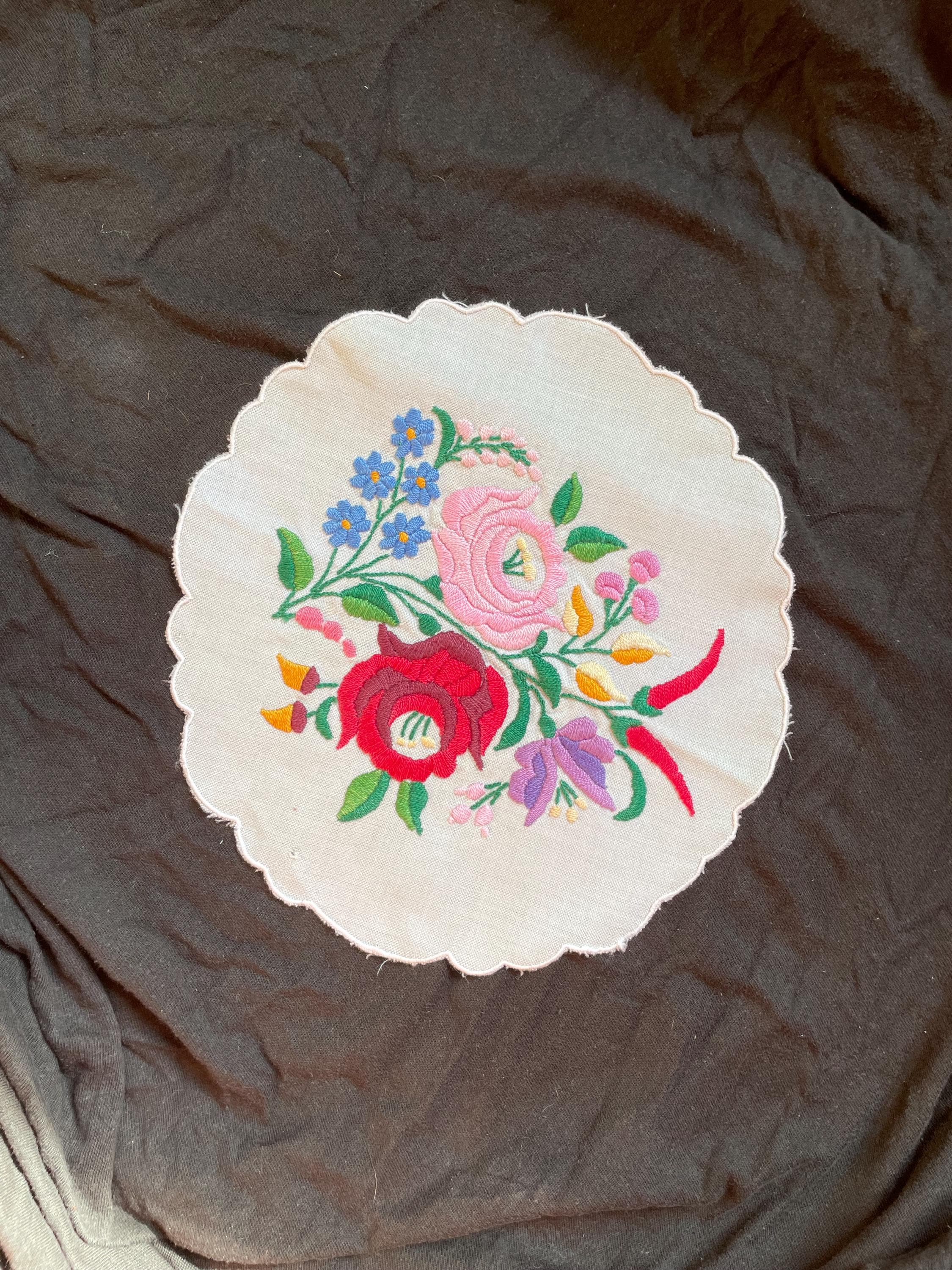 Hand EMBROIDERED Traditional Hungarian TABLECLOTH Handmade Kalocsa ...