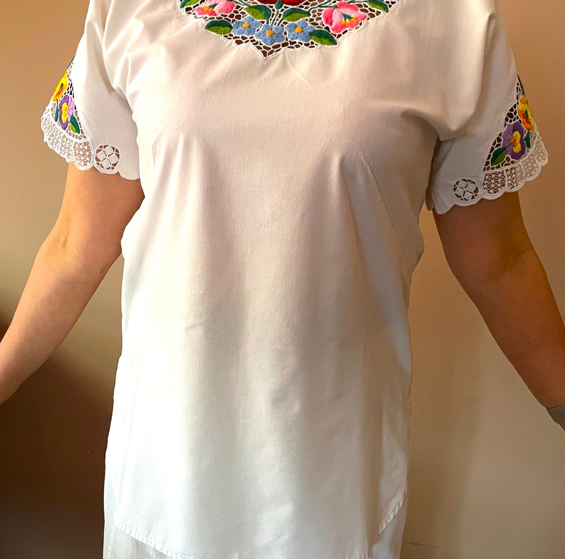 Vintage Hungarian Handmade Blouse. Colorful Hand Embroidered Outfit ...