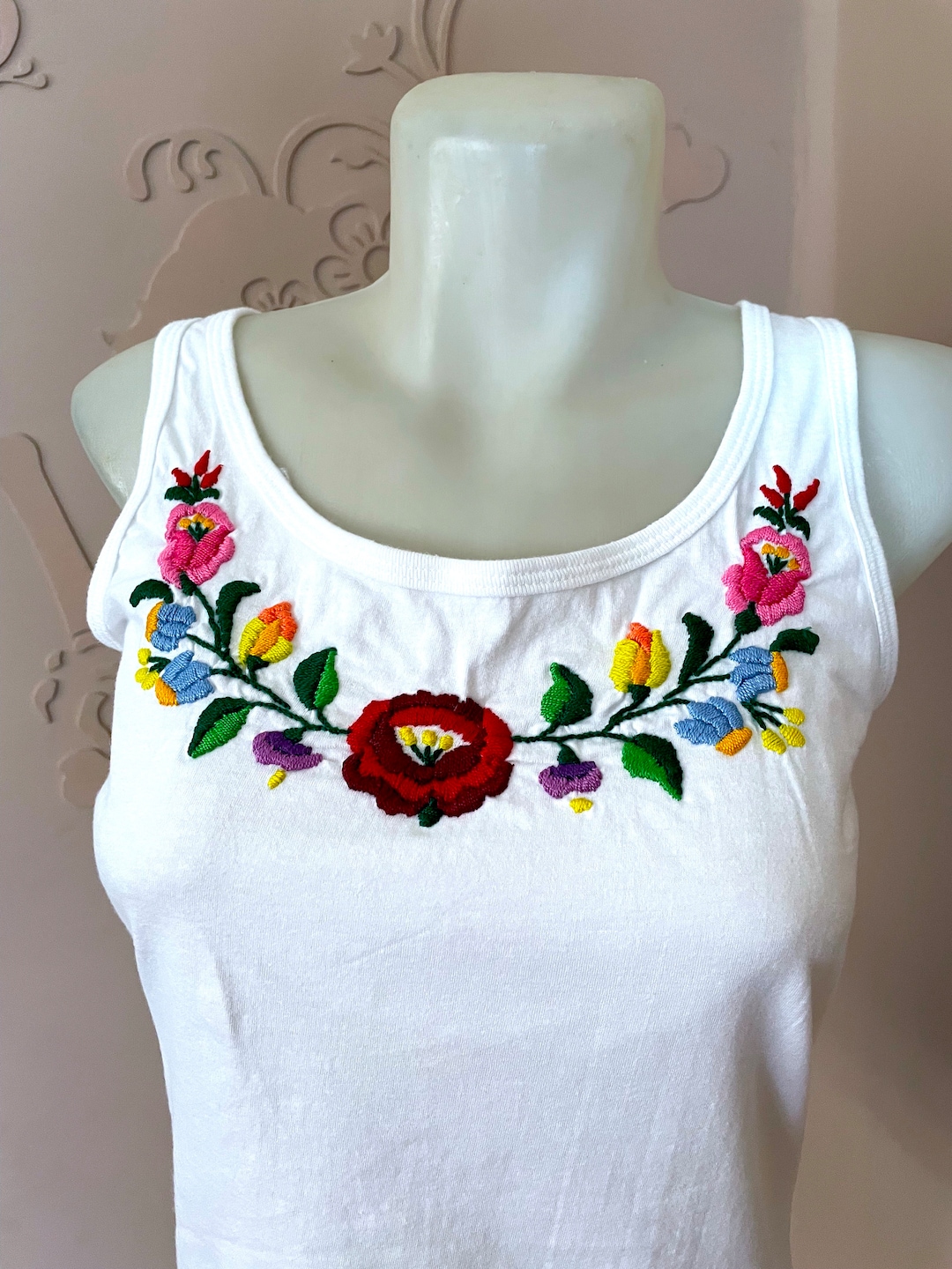 Hungarian Handmade Embroidered Cotton Top. Hand Embroidery Clothing ...