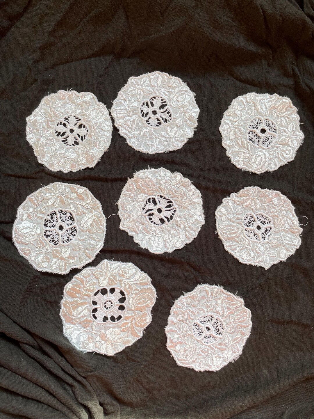 White Hand Embroidered Coasters, Dollies, Serviettes.hungarian Handmade ...