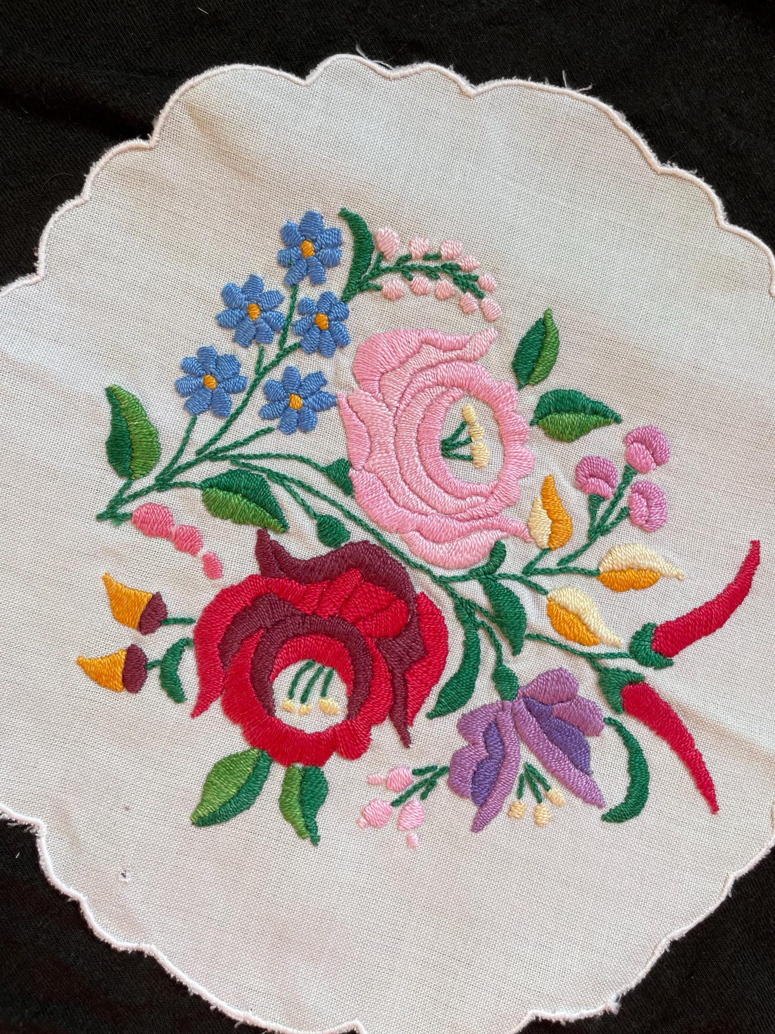 Hand EMBROIDERED Traditional Hungarian TABLECLOTH Handmade Kalocsa ...