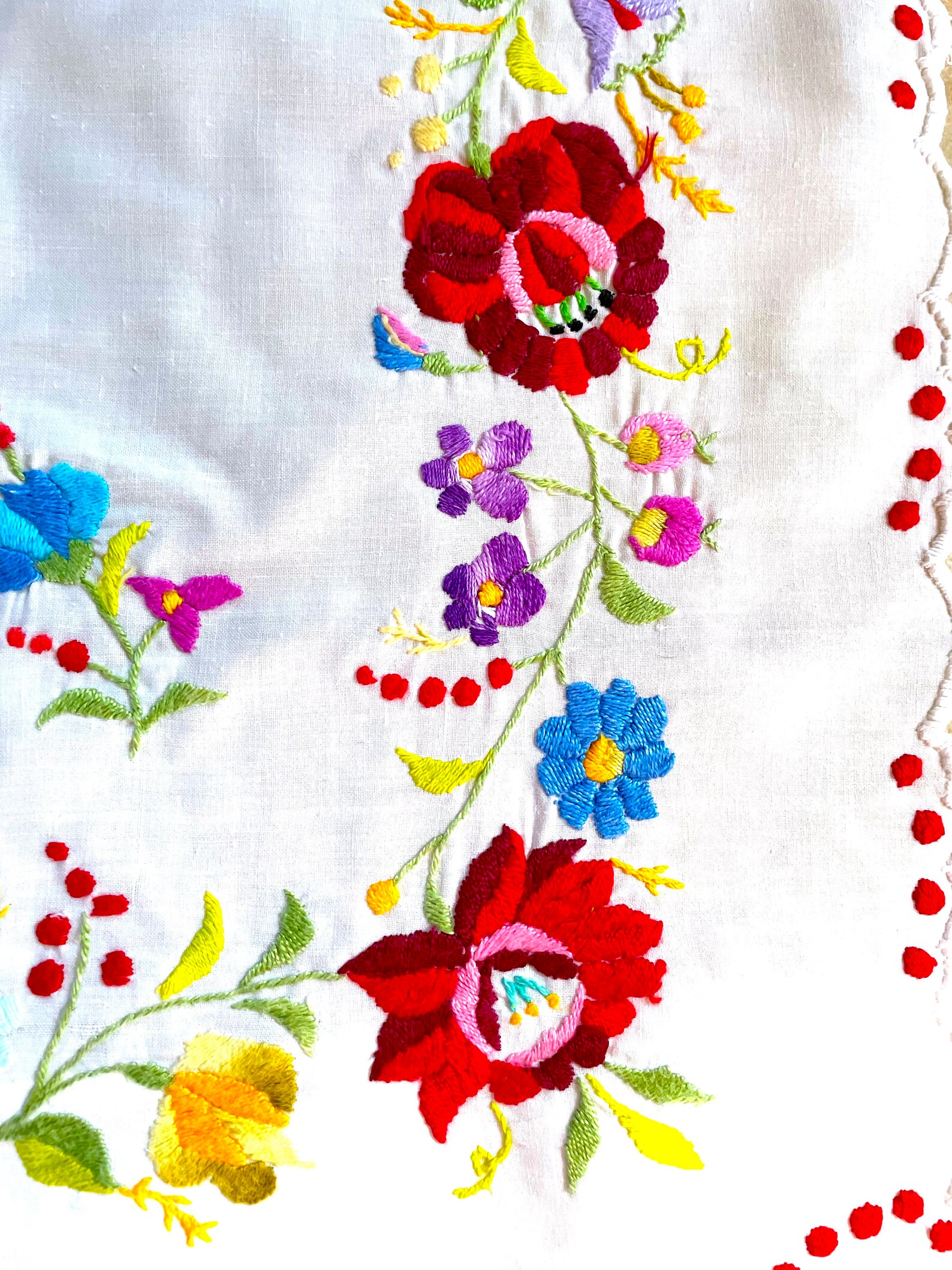 Hungarian EMBROIDERED VINTAGE Curtains With Floral Pattern. Colorful ...