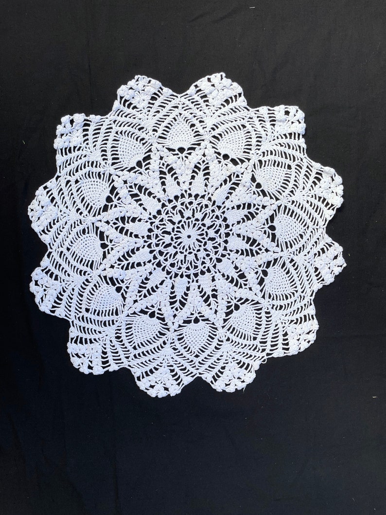 Hand Crocheted Doily With Floral Pattern. White Handmade - Etsy
