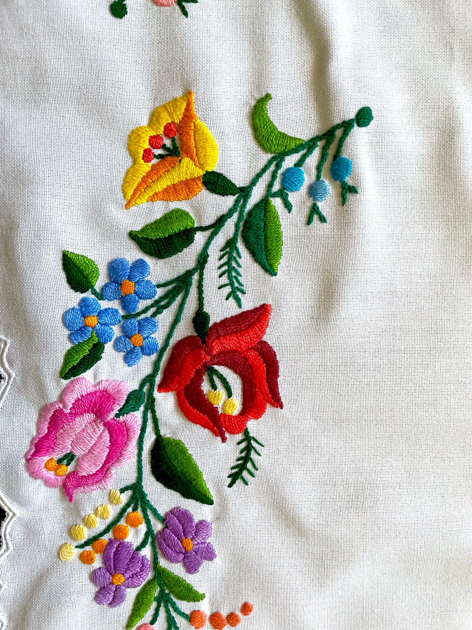 Handmade Embroidery Vintage Table Runner Hand Embroidered Hungarian ...